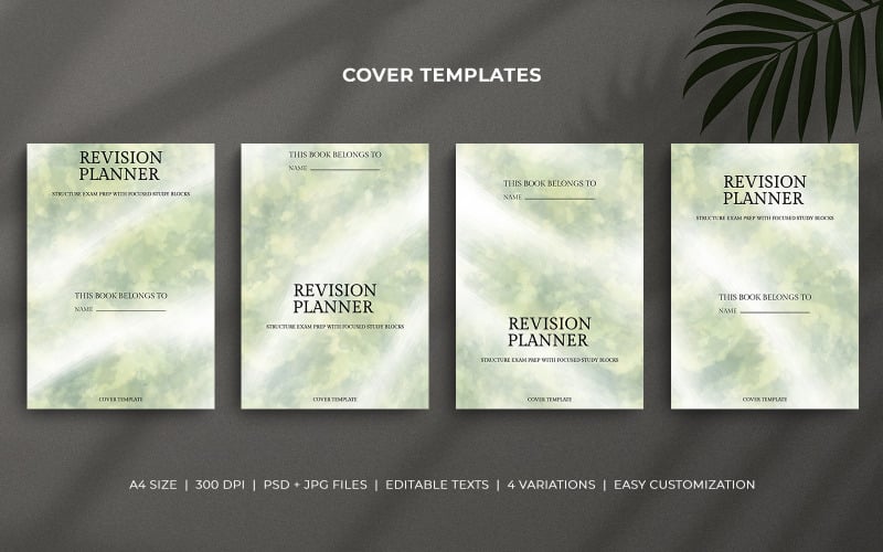 Revision Planner Cover Templates, Nature Watercolor Brushed Design for ...
