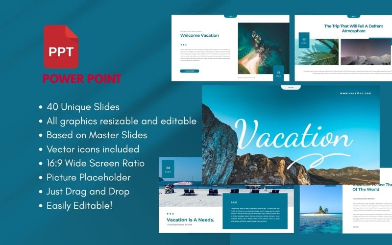VACATION Business PowerPoint Template - TemplateMonster