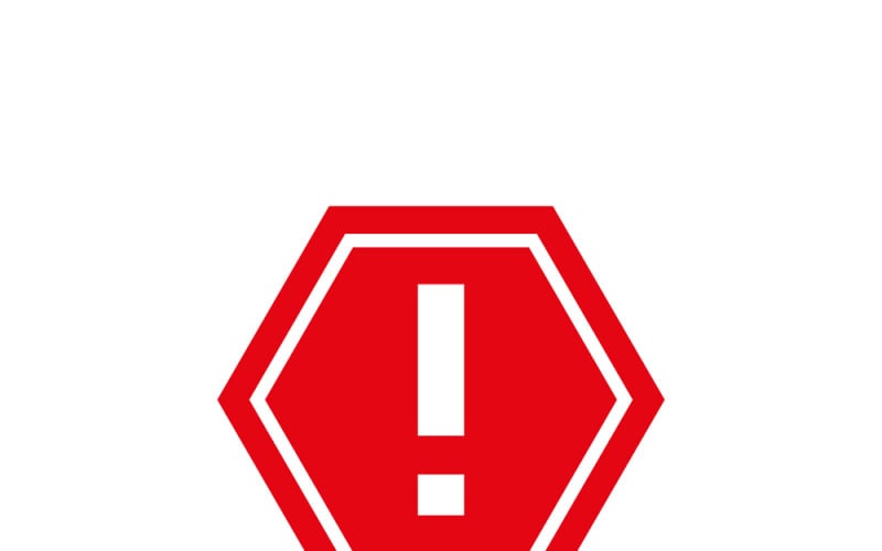 Hexagonal Danger Warning Sign with Exclamation Mark Symbol