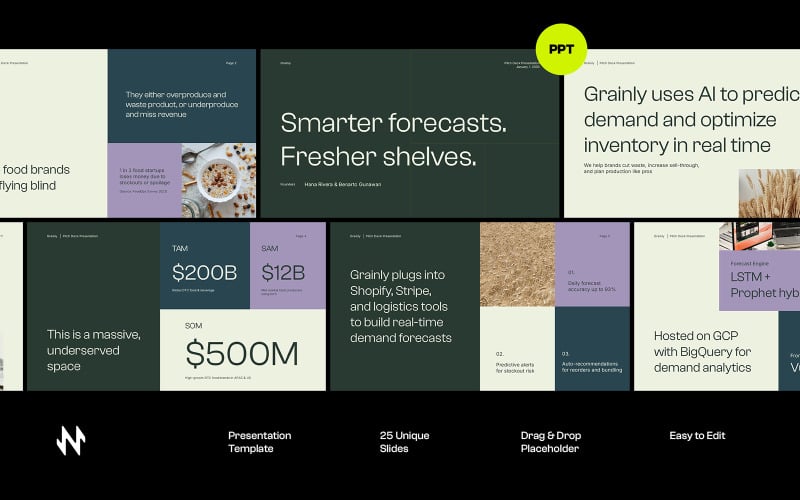 Grainly Food Tech Pitch Deck PowerPoint - TemplateMonster