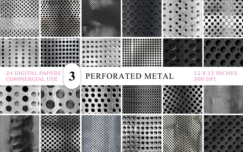 Perforated Metal Texture Backgrounds | Metal Mesh & Dot Pattern Round ...