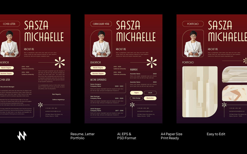 Retro Red Resume Template #530899 - TemplateMonster