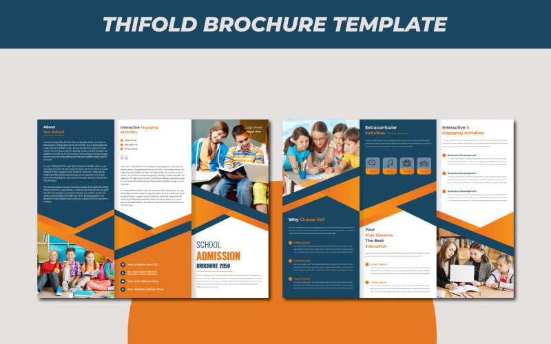 School Admission Tri-Fold Brochure Design - TemplateMonster