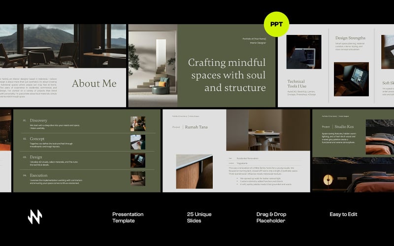 Interior Designer Portfolio PowerPoint - TemplateMonster