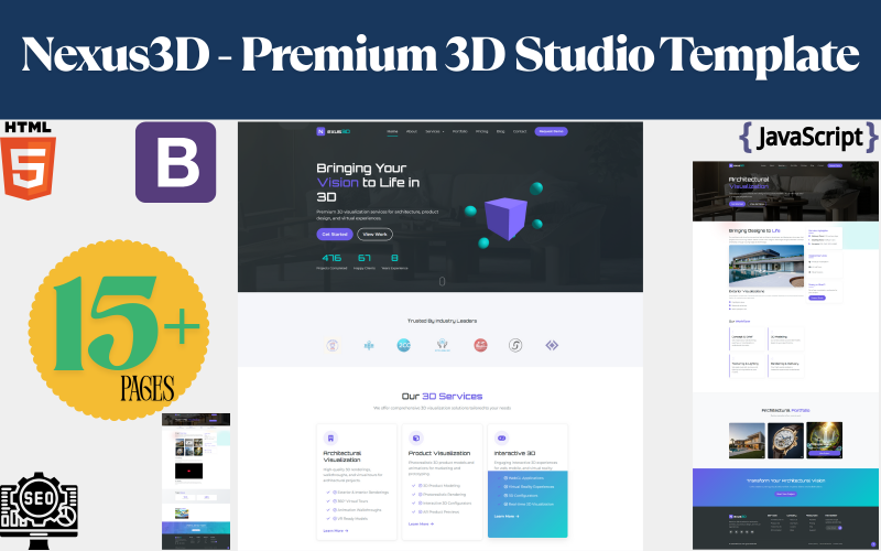 Nexus3D - Premium 3D Studio Multipage HTML5 Website Template