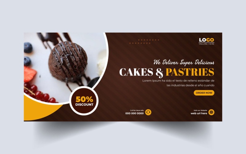 Cake and Pastry Shop Social Media Cover Banner Template Ver-4