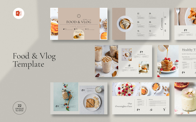 Food & Vlog PowerPoint Template #535420 - TemplateMonster