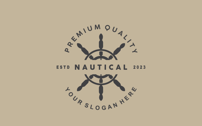 Logo de gouvernail de navire, vecteur maritime simple V4