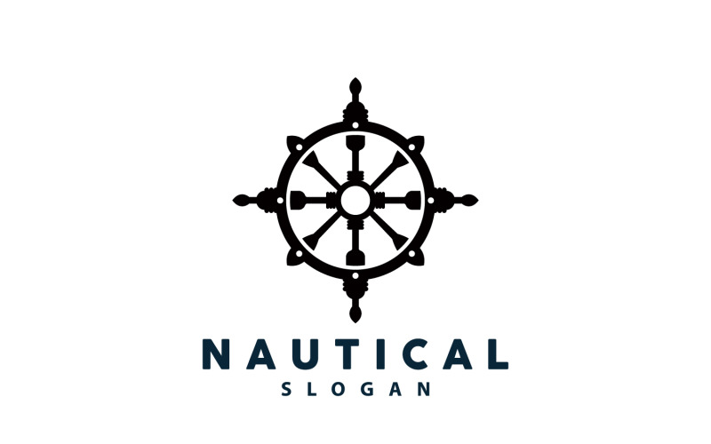 Logo de gouvernail de navire, vecteur maritime simple V7