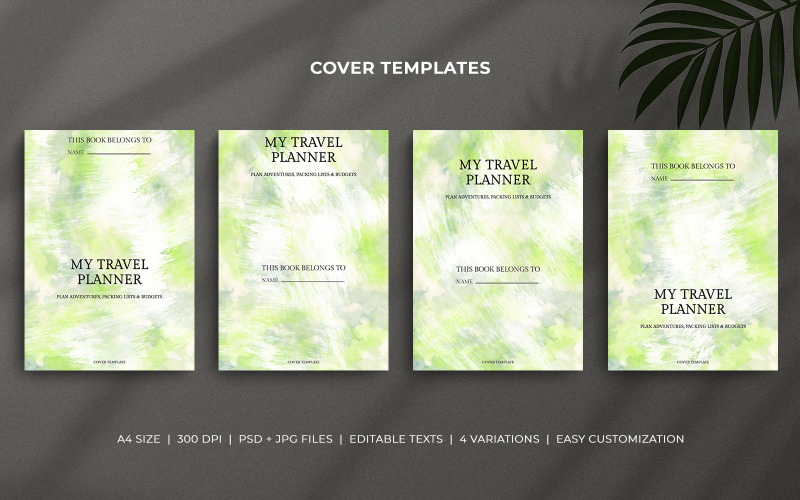 Travel Planner Cover Template Set with Editable Layout for KDP and ...