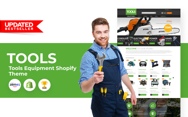 Tools Equipment Shopify Theme #53770 - TemplateMonster