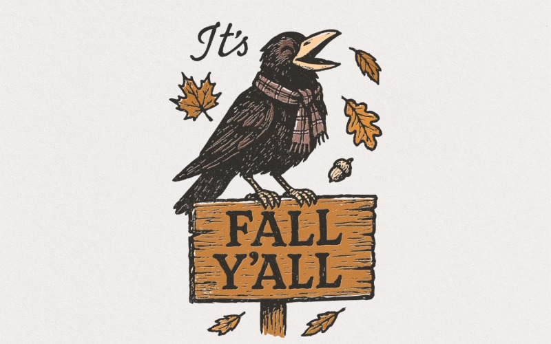It’s Fall Y’all PNG, Autumn Crow Design, Pumpkin Spice Shirt, Rustic ...