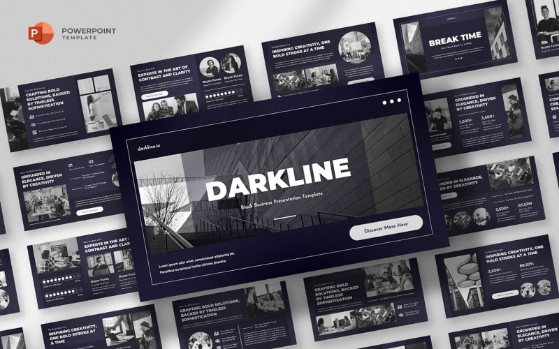 Darkline - Black Powerpoint Template - TemplateMonster