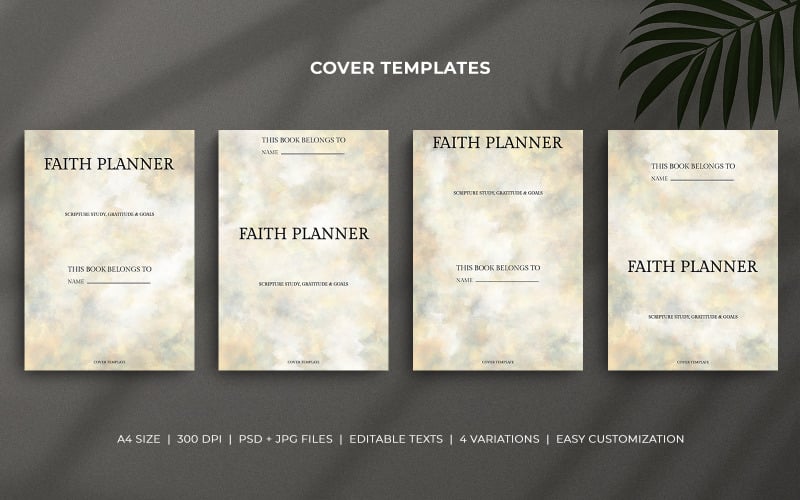Faith Planner Cover Templates – Vintage Watercolor Brush Strokes ...