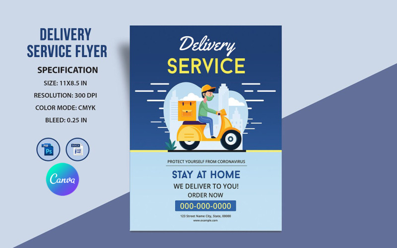 Printable Delivery Service Flyer Template - TemplateMonster