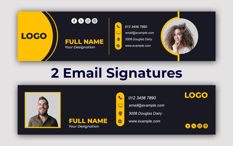 Editable Email Signature Templates | 2 PSD Files | Professional ...