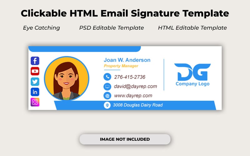 Minimal Email Signature PSD Template | Professional Photoshop Editable ...