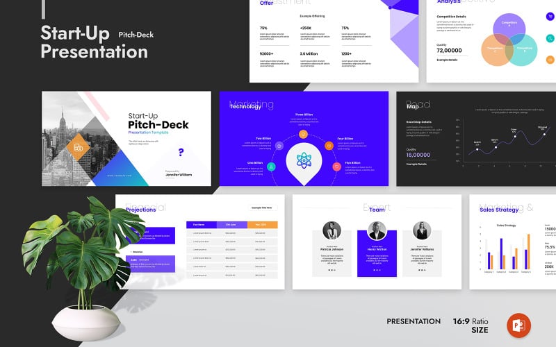 Start Up Pitch Deck PowerPoint Template - TemplateMonster