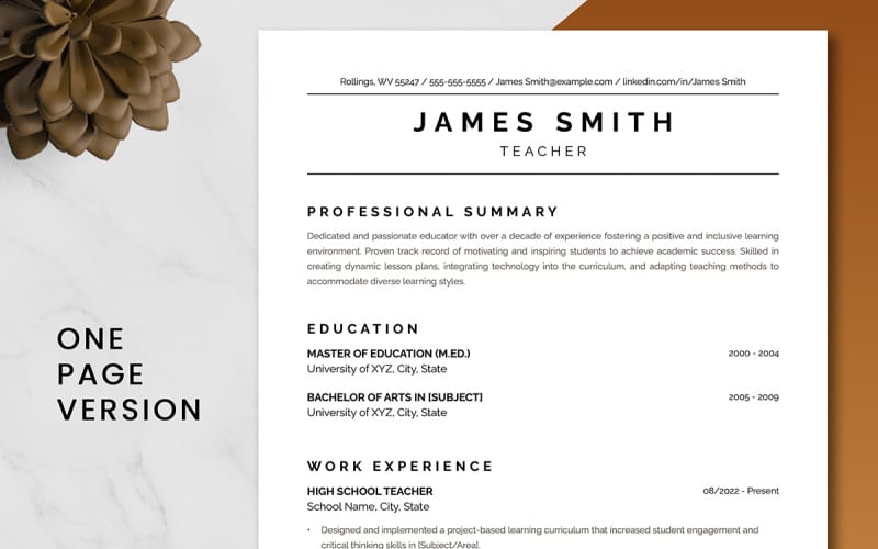 Teacher Resume Template Word #544105 - TemplateMonster