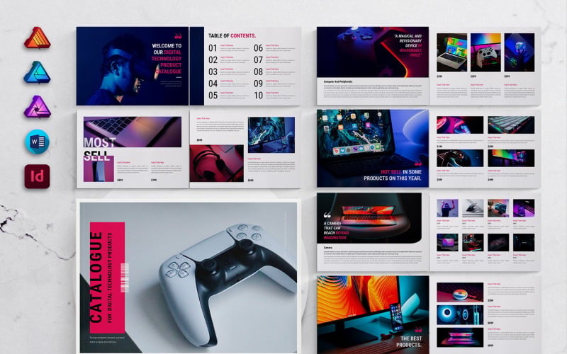 Gadget Product Catalog Template Landscape for MS Word, InDesign and ...