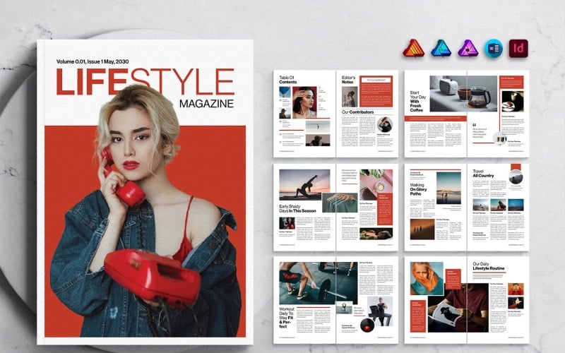 Lifestyle Magazine Design Template for MS Word, InDesign and Affinity ...
