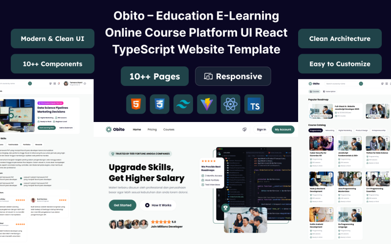 Obito – Education E-Learning Online Course Platform UI React TypeScript ...