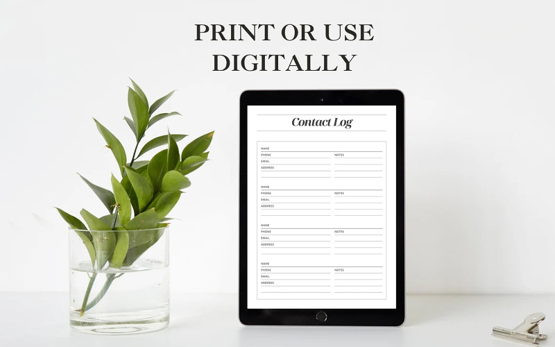 Printable Contact List Template | Digital Address Book Organizer ...