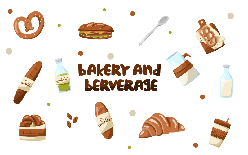 Bakery and Beverage Illustration Vector Set - TemplateMonster