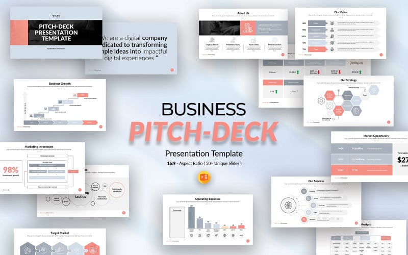 Minimal Pitch Deck, Presentation Template - TemplateMonster