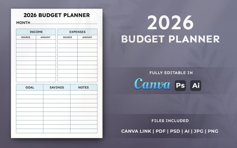 2026 Budget Planner Template | A4 Size | Editable Canva Planner ...