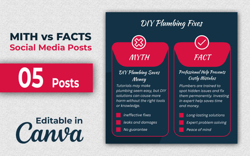 Fact Check Canva Pack - Myth vs Fact Social Media Post - Instagram ...