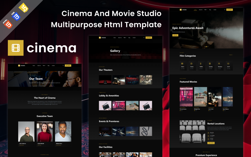 Tema HTML multipropósito para cine y estudio cinematográfico