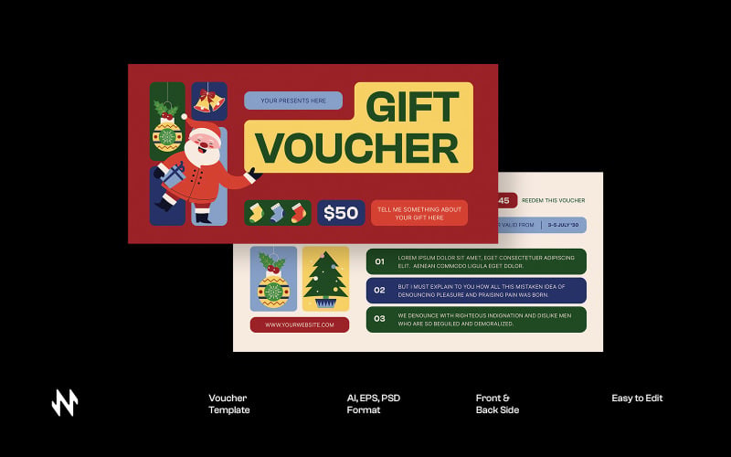 Red Christmas gift Voucher Template #550875 - TemplateMonster