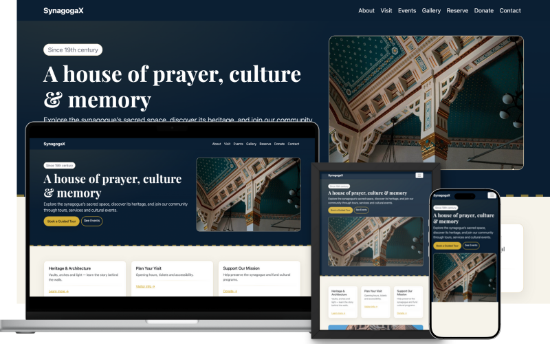 SynagogaX — Modern Synagogue & Cultural Heritage HTML5 Template