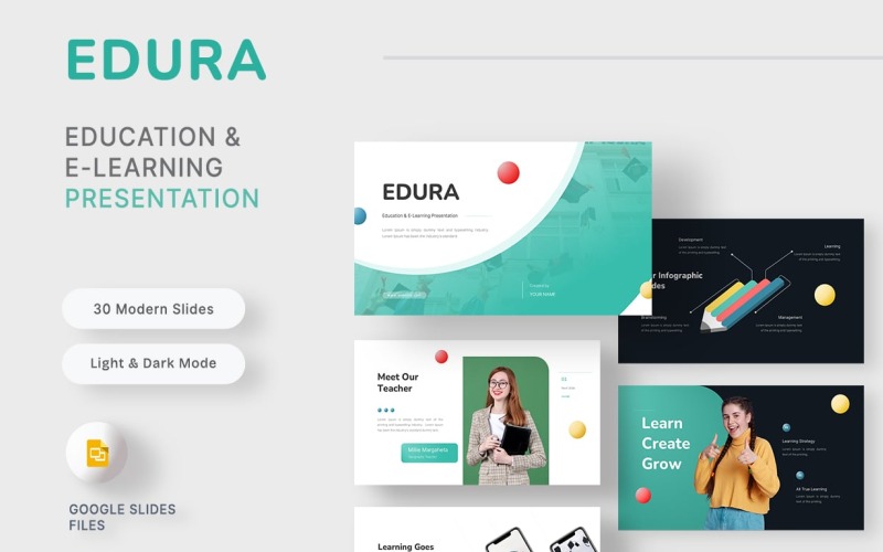 Edura – Plantilla de Google Slides para Educación y Aprendizaje Electrónico