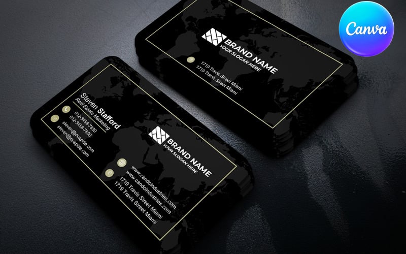 Modern Minimalist Business Card Template for Canva