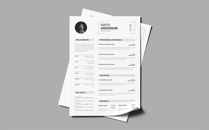 Modern Resume and CV Template Design Layout - TemplateMonster