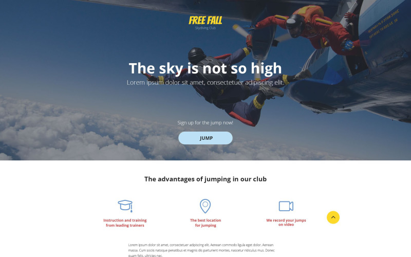 Skydiving Responsive Landing Page Template #55576