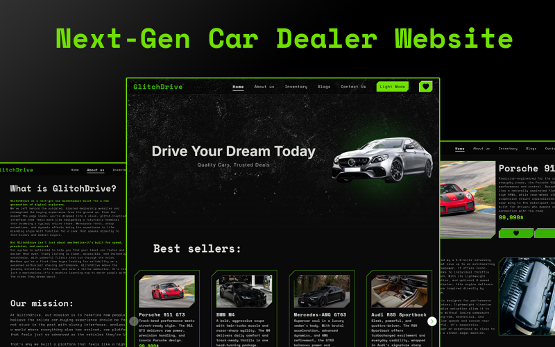 GlitchDrive – Car Dealership Website Template