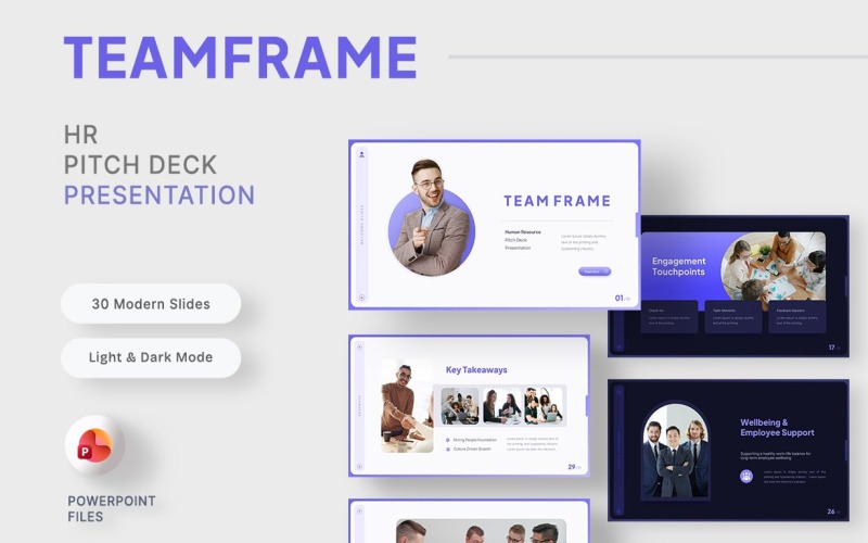 Teamframe - Human Resource Pitch Deck PowerPoint Template