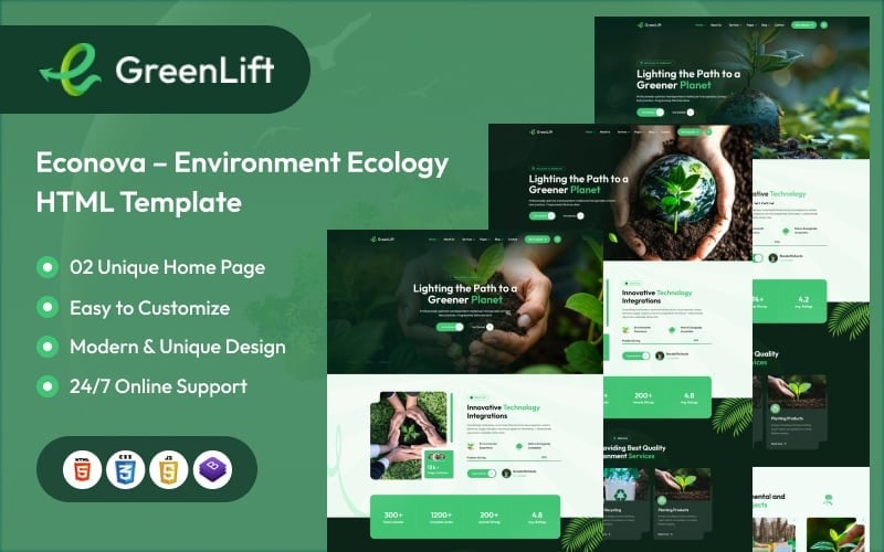 GreenLift – Sustainable Environment & Eco Service HTML Template
