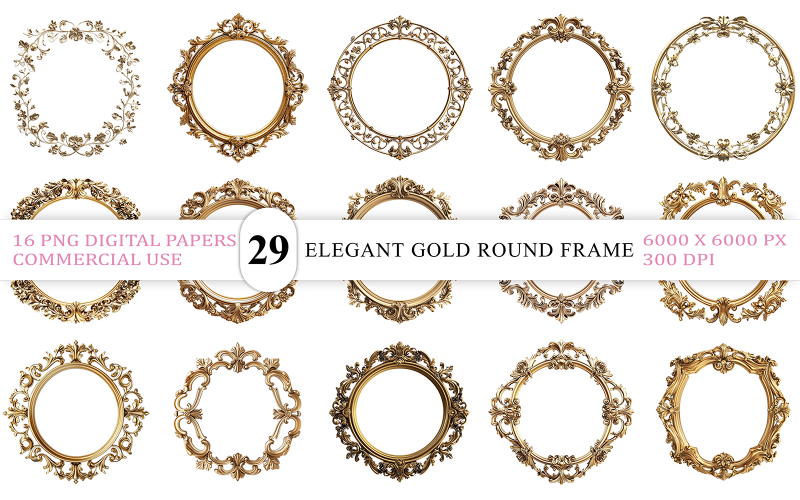 Luxury Vintage Round Frames Clipart | Royal Antique Circle Frame PNG ...