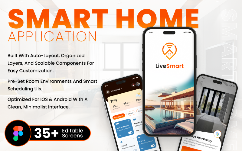 LiveSmart Smart Home Automation Figma Mobile App UI Kit