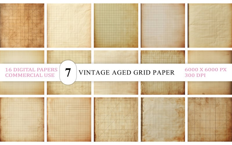 Antique Grid Paper Texture Bundle | Old Notebook Grid Paper Digital ...