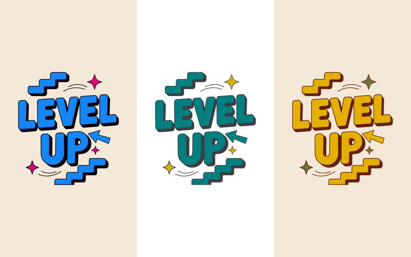 Level Up Retro Gaming Typography Vector T-shirt Design