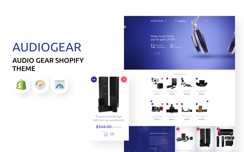 Audio Gear eCommerce Shopify Theme #58230 - TemplateMonster