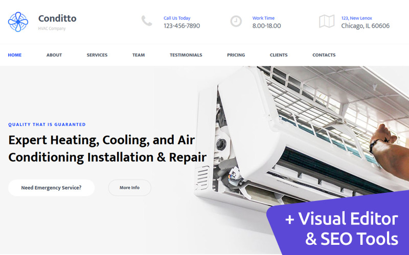 Conditto - HVAC Premium Moto CMS 3 Vorlage - TemplateMonster