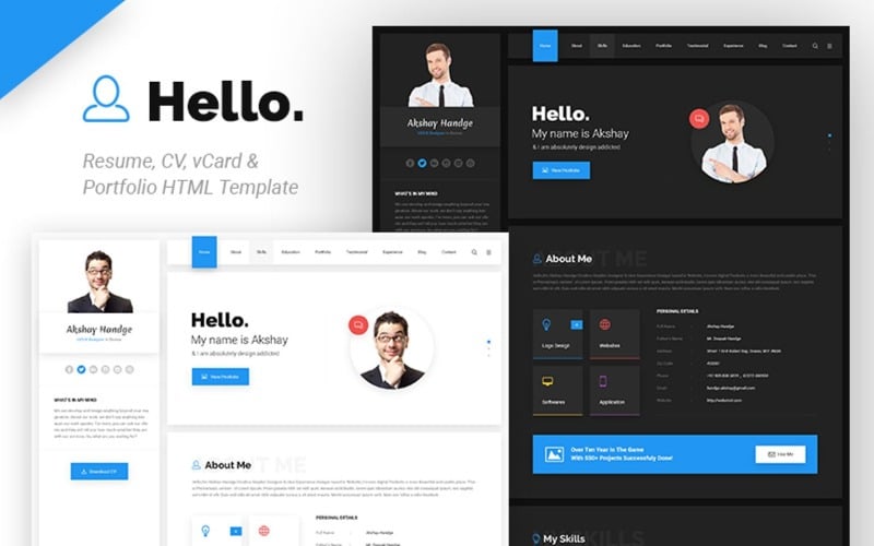 Bonjour CV - Modèle de site Web CV, vCard et portfolio