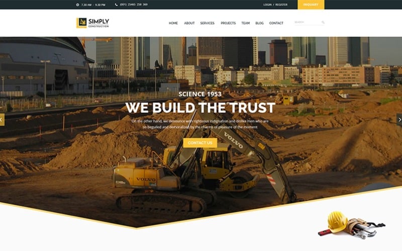 Melhores templates para sites de empresas de construção