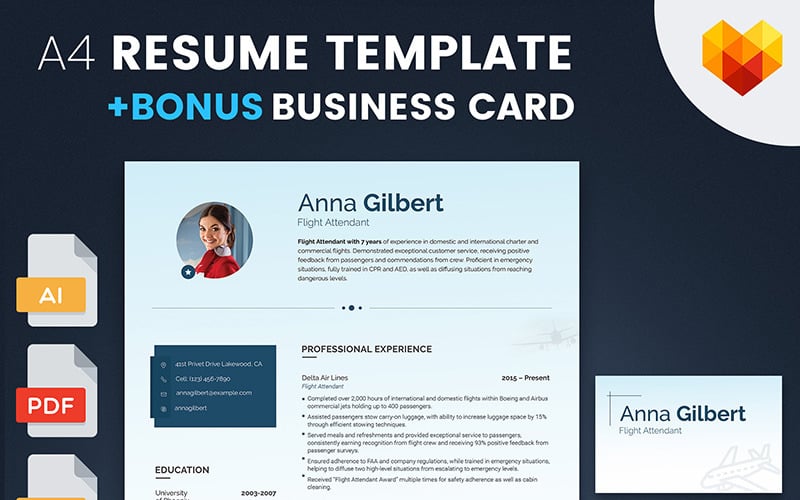 Anna Gilbert - Flight Attendant Resume Template
